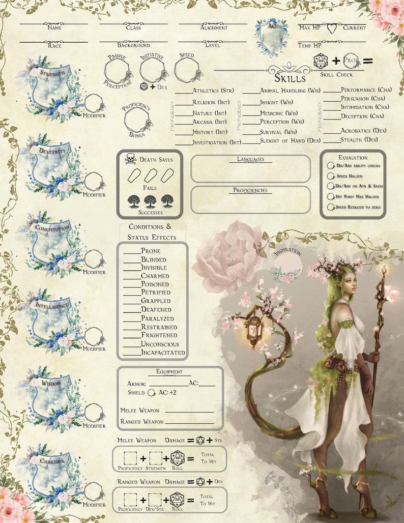 Dnd 5e Character Sheet D&D Character Sheet PDF Dungeons and - Etsy ...