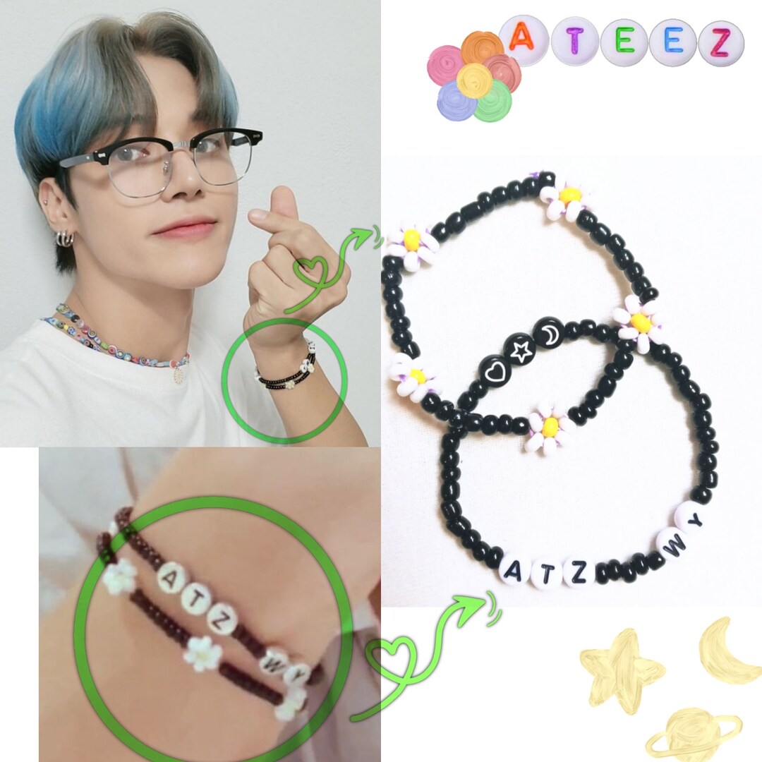 Ateez Wooyoung Bracelets Kpop Accessories Handmade Beads - Etsy