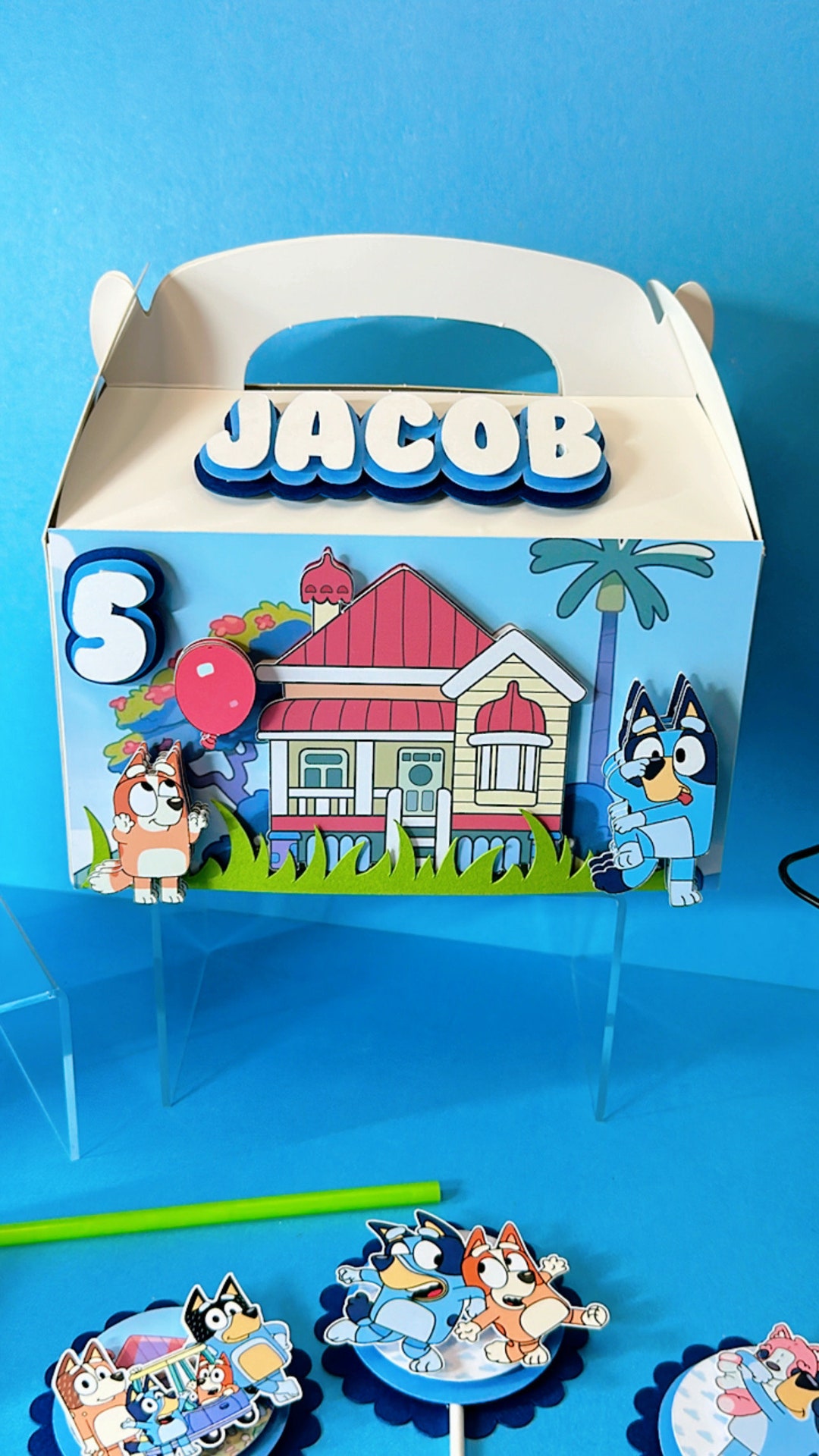 Bluey favor Boxes, girl bluey candy boxes, blue dog Gable boxes, bluey ...