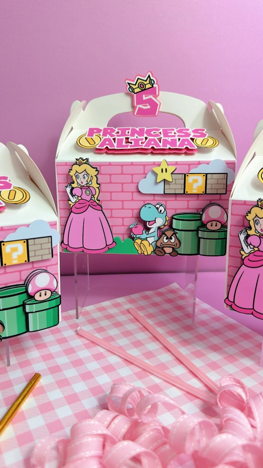 Princess Peach Gable Boxes, Princess Peach Favor Boxes, Princess Peach ...