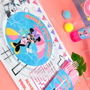 Minnie Mouse Pool Party Custom Plates, Minnie Mouse Custom Party ...