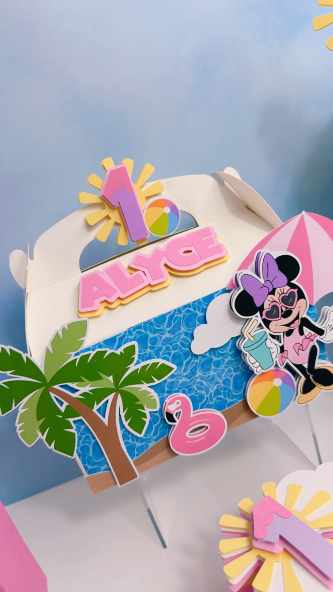 Minnie Inspired Pool Party Favor Boxes | Custom 3D Treat Boxes | Pink ...