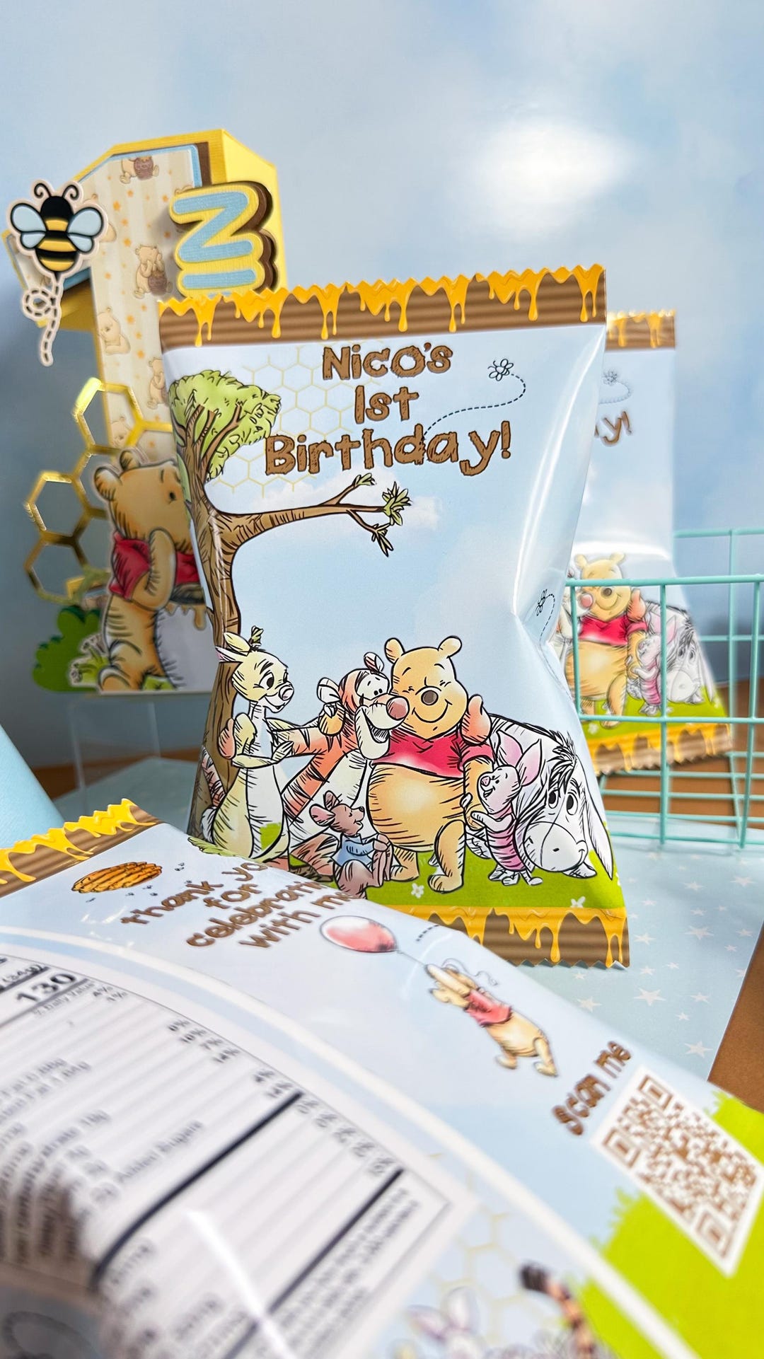 Winnie Inspired Chip Bags | Honey Pot Bear Theme Party Favors | Custom ...