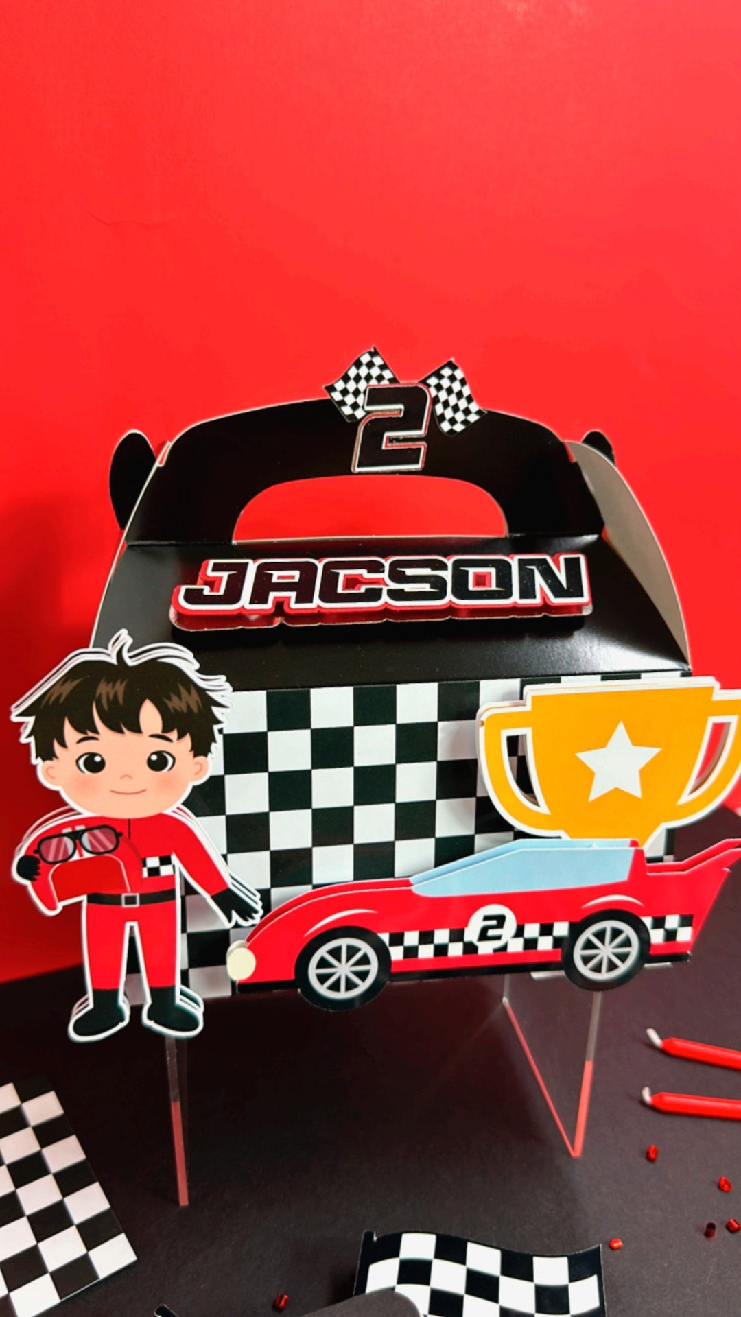 Two Fast Birthday, Fast One Treat Box, Race Car Birthday Treat Gable ...