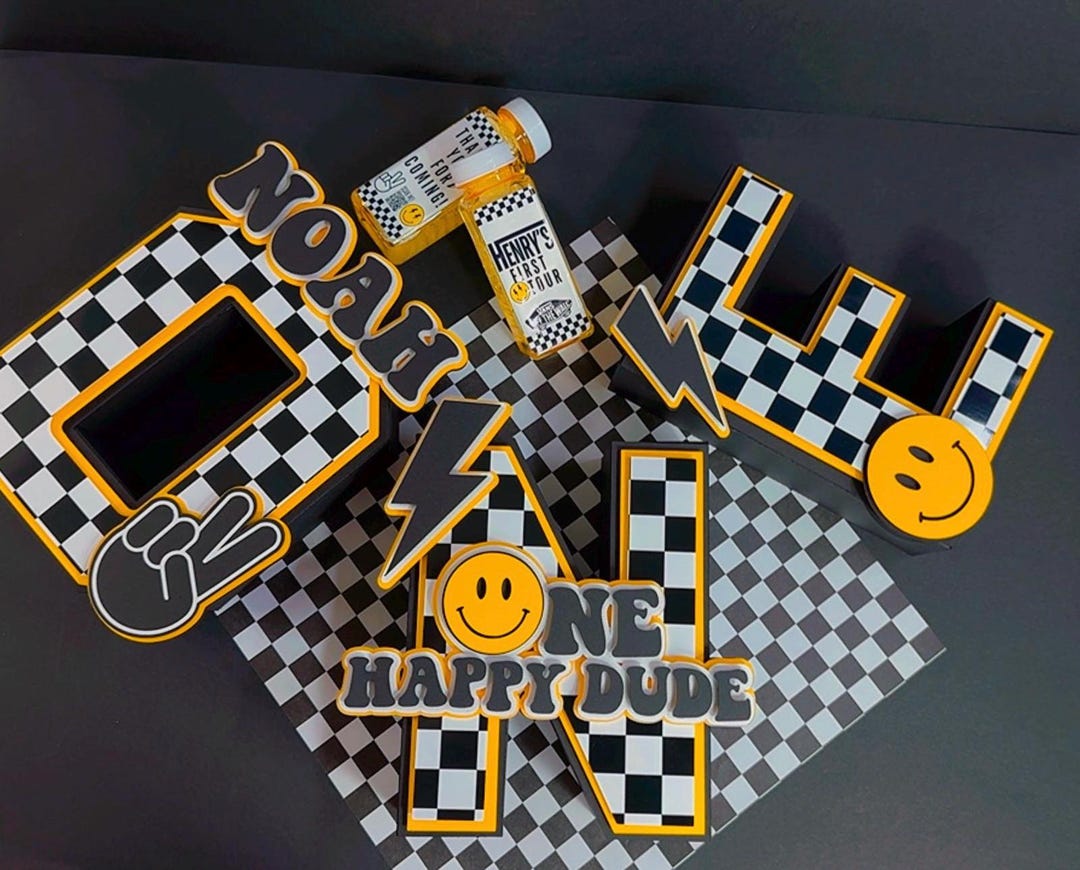 3D Number & Letter - ONE Cool Dude Birthday Decor, One Happy Dude Party ...