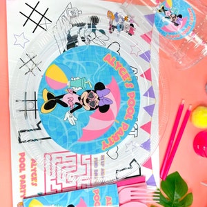Minnie Mouse Pool Party Custom Plates, Minnie Mouse Custom Party ...
