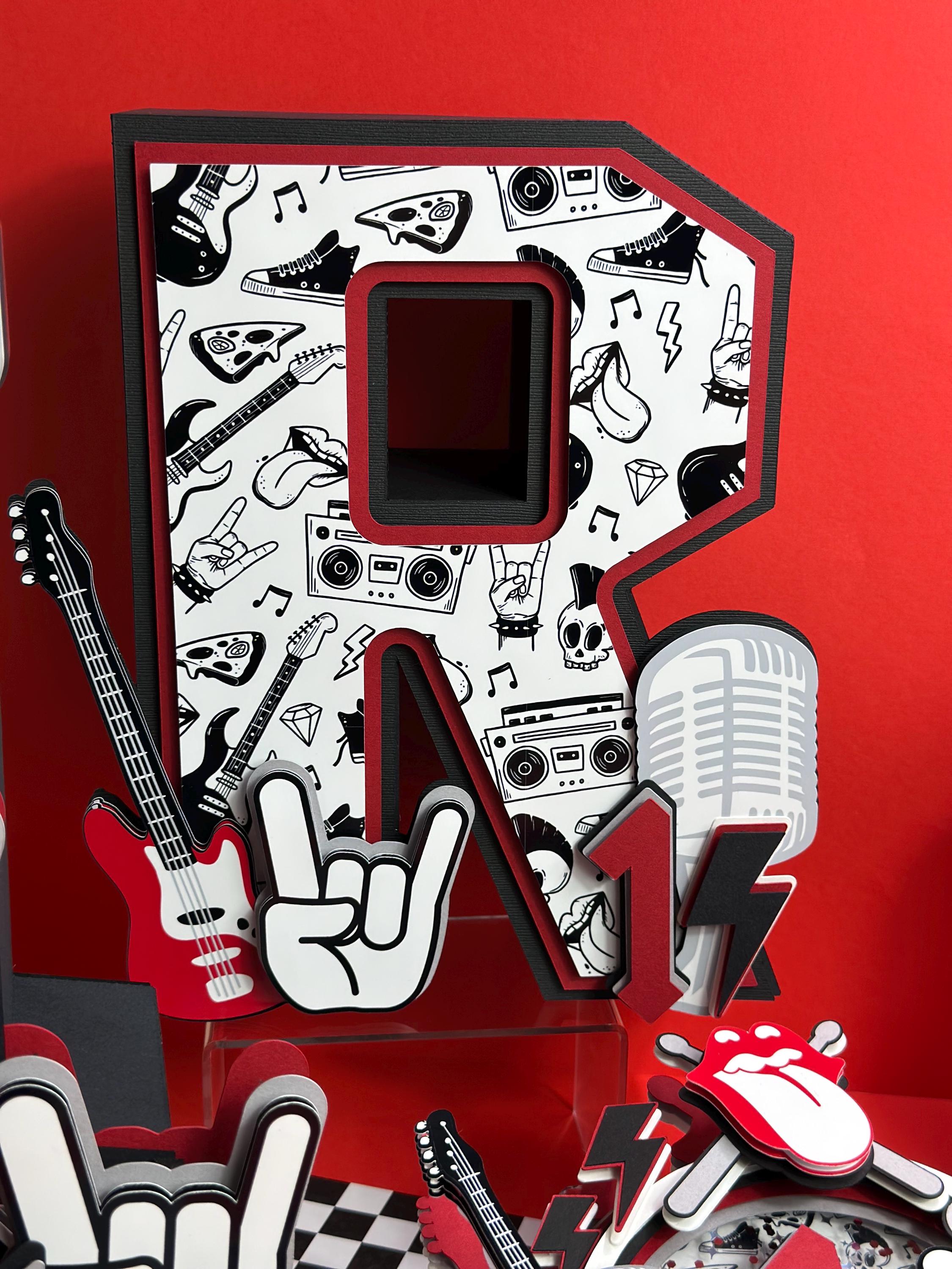 Rock ’n’ Roll Inspired 3D Letter | Red Punk Rock Theme Party Decoration ...