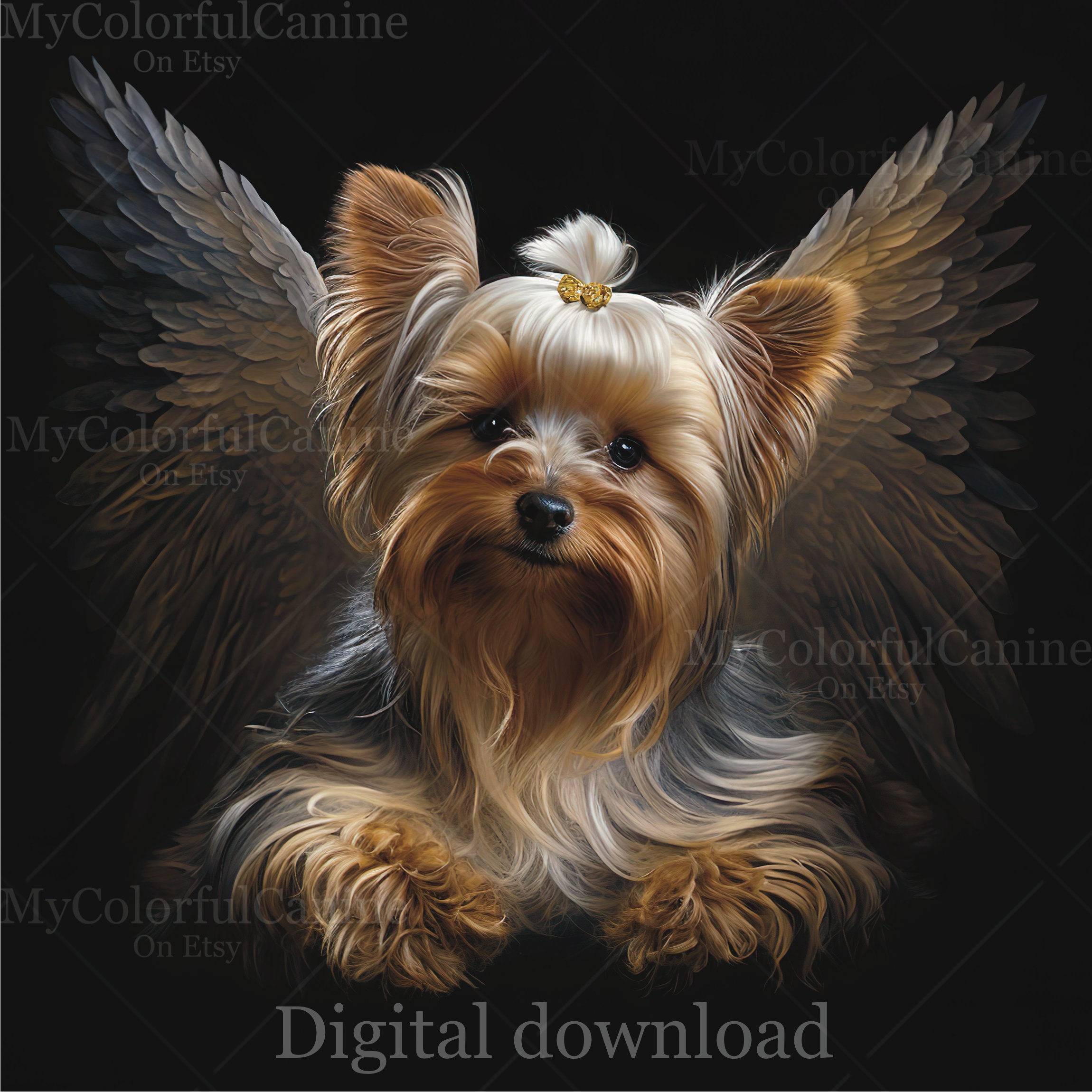 Yorkie Angel Art - Digital Download High Quality - Large File Size ...