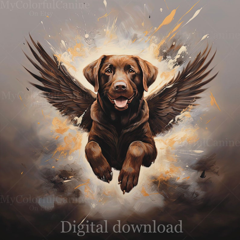 Chocolate Labrador Angel Art - Digital Download High Quality - Large ...