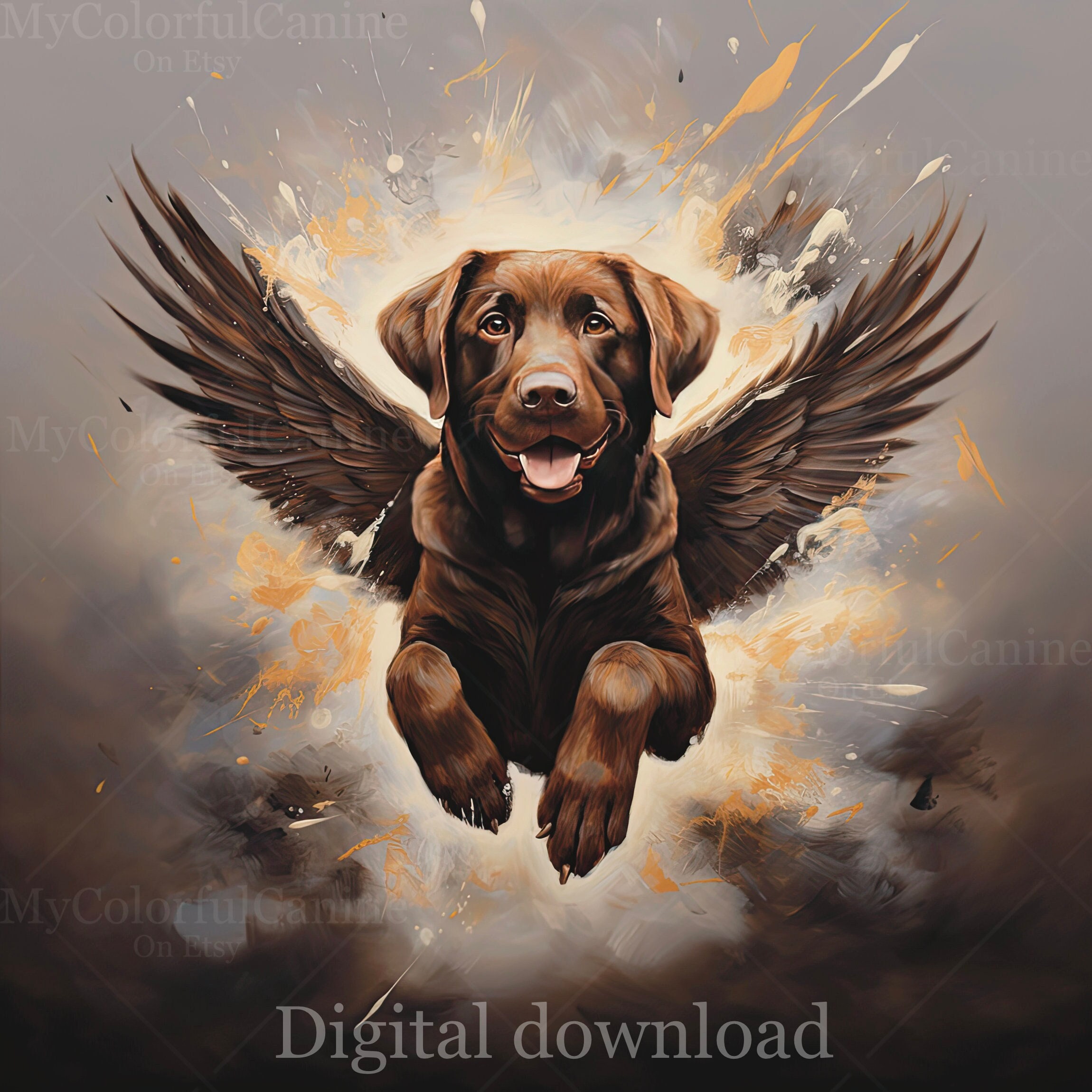 Chocolate Labrador Angel Art - Digital Download High Quality - Large ...