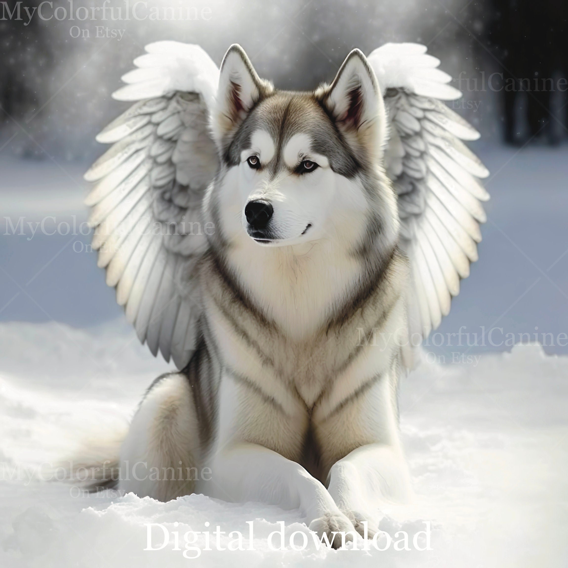 Husky Angel Art - Digital Download High Quality - Large File - JPG ...