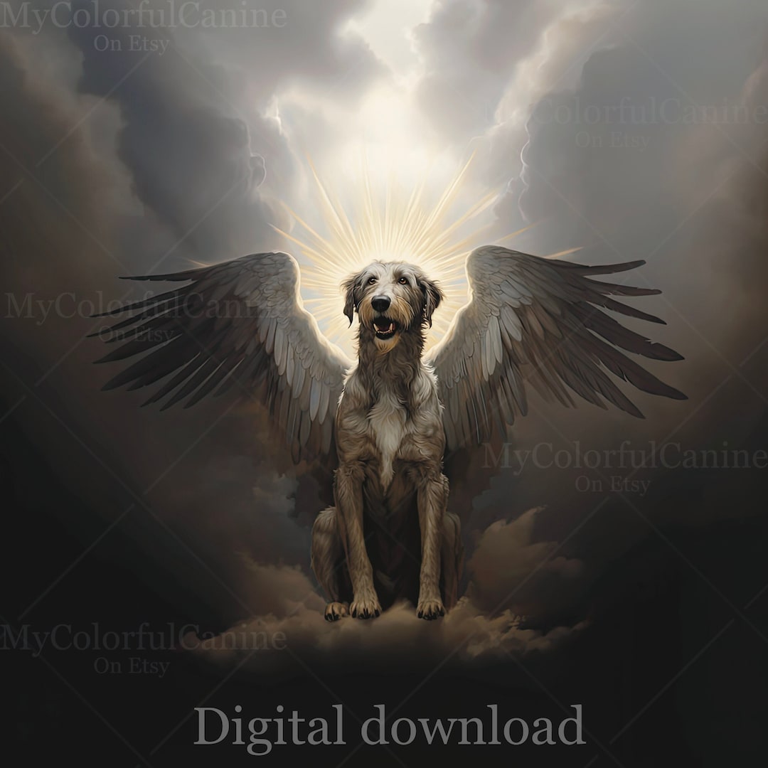 Irish Wolfhound Angel Art - Digital Download High Quality - Large File ...