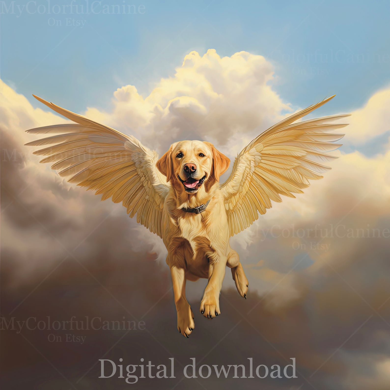 Yellow Labrador Angel Art - Digital Download High Quality - Large File ...