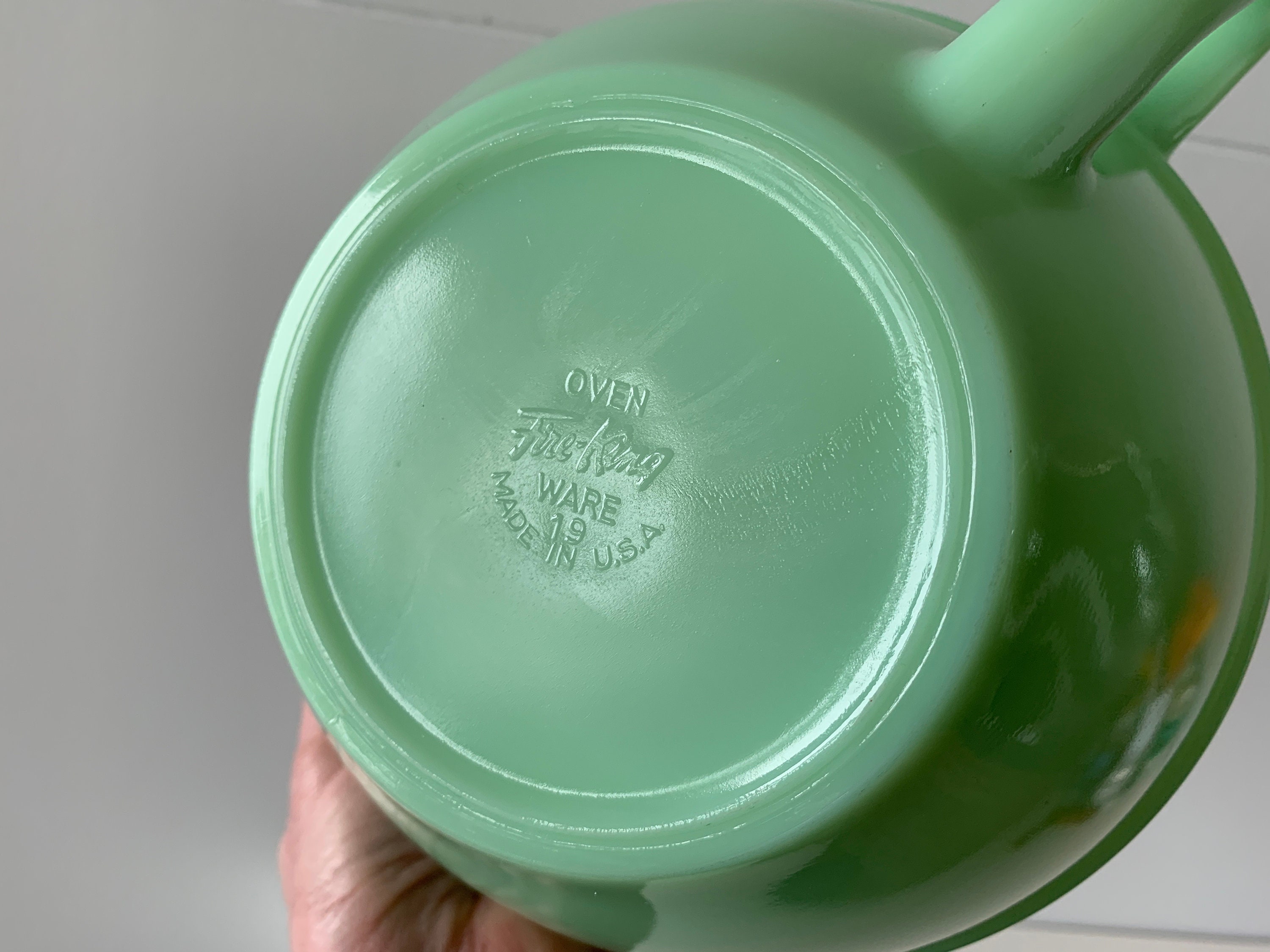 Vintage Fire King Green Jadeite Batter Bowl With Handle and - Etsy