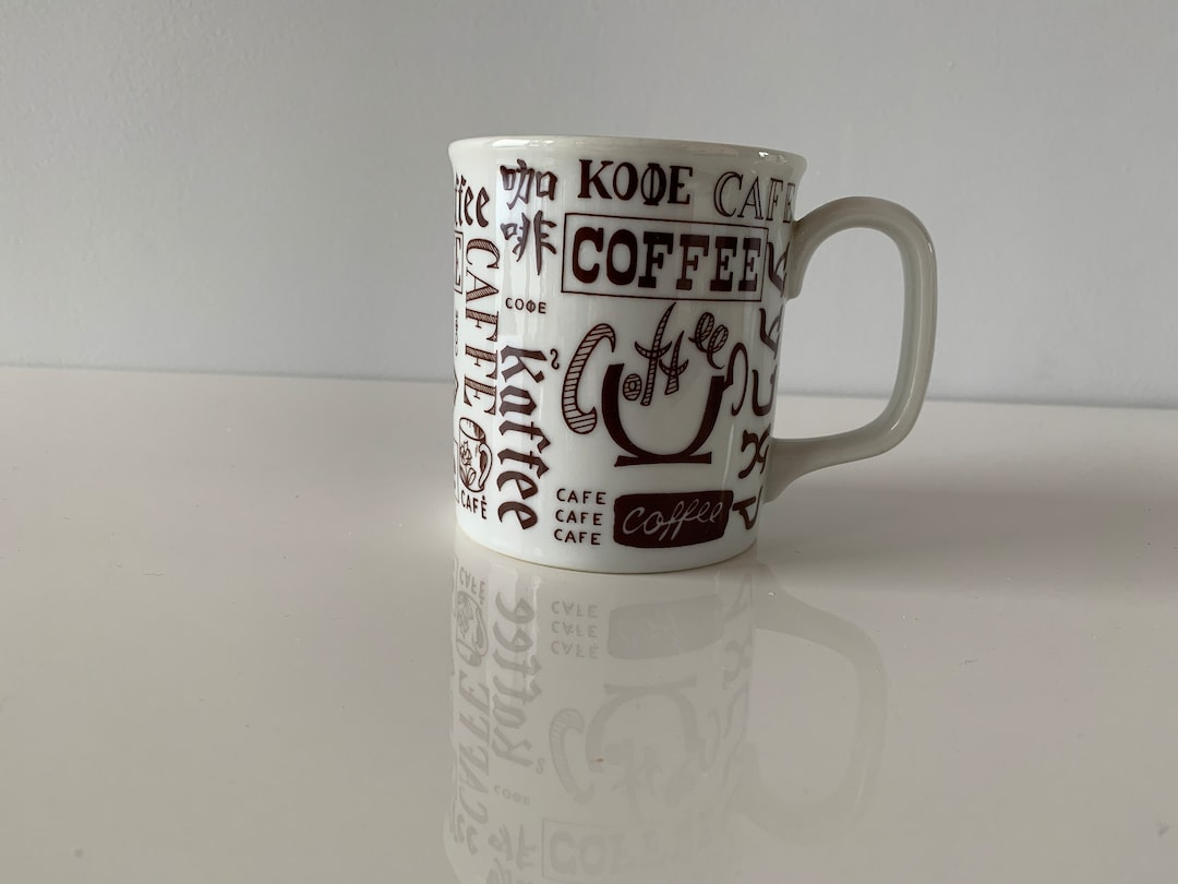 Vintage Coffee Mug With Graphic Decoration of 'coffee' in Various ...