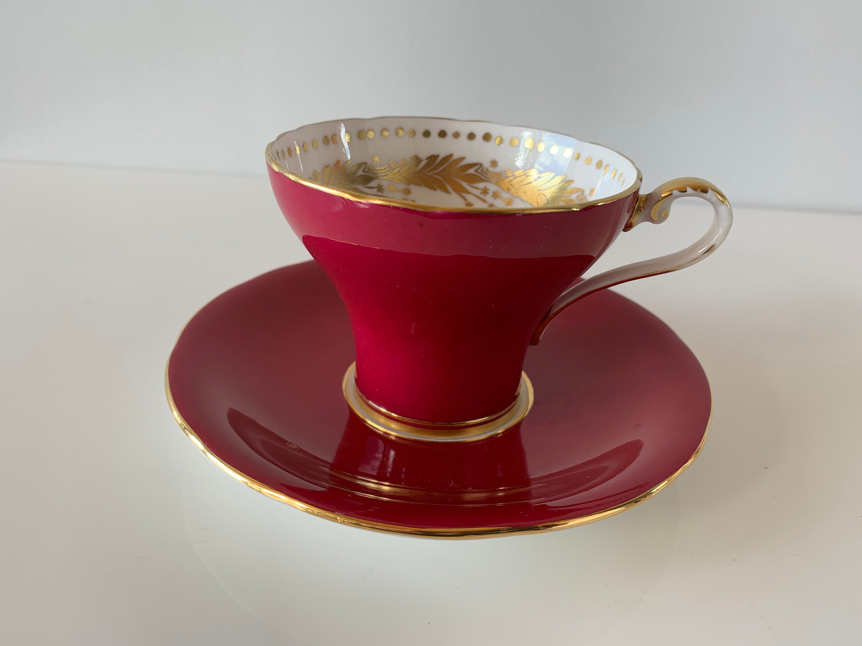 Aynsley Corset Shape Tea Cups With Saucers, Choice of Black, Orange or ...