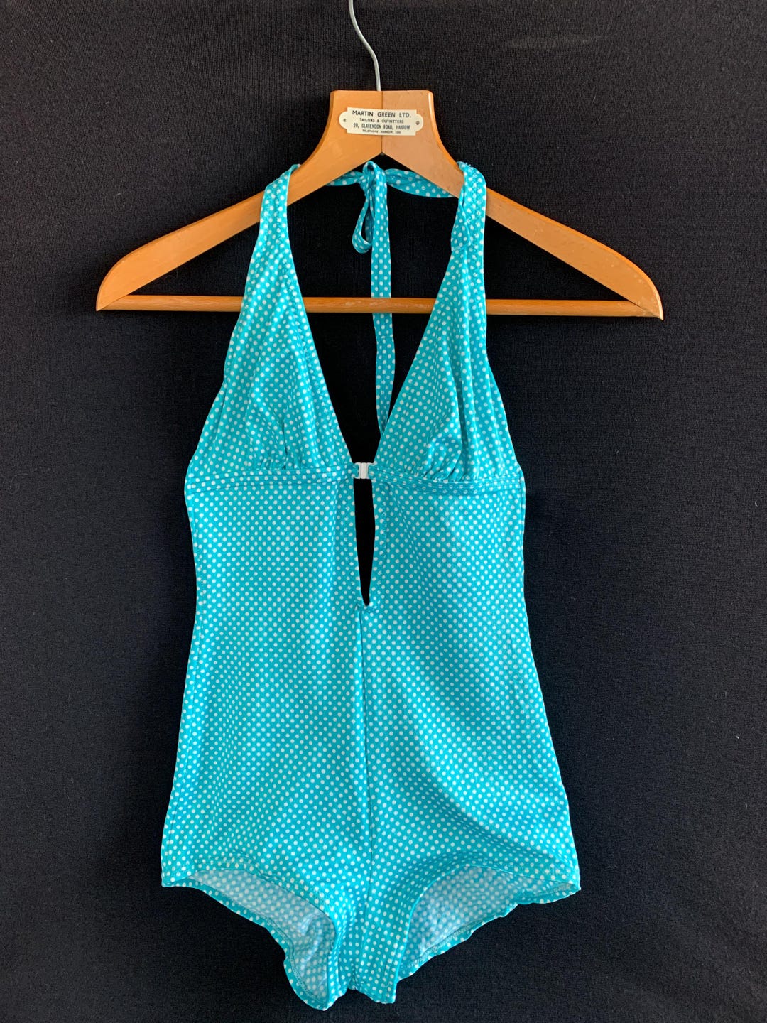 Vintage Christina One Piece Bathing Suit, Turquoise Polka Dot, 1970s ...