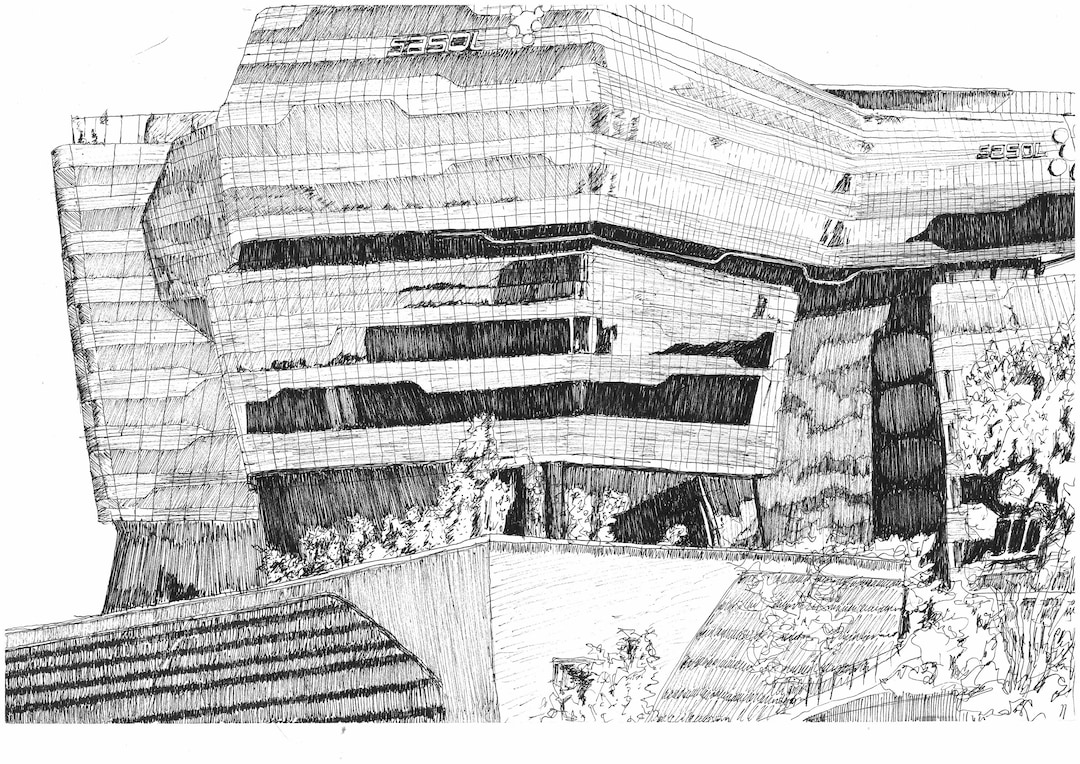 SASOL BUILDING SANDTON Hand Drawing - Etsy