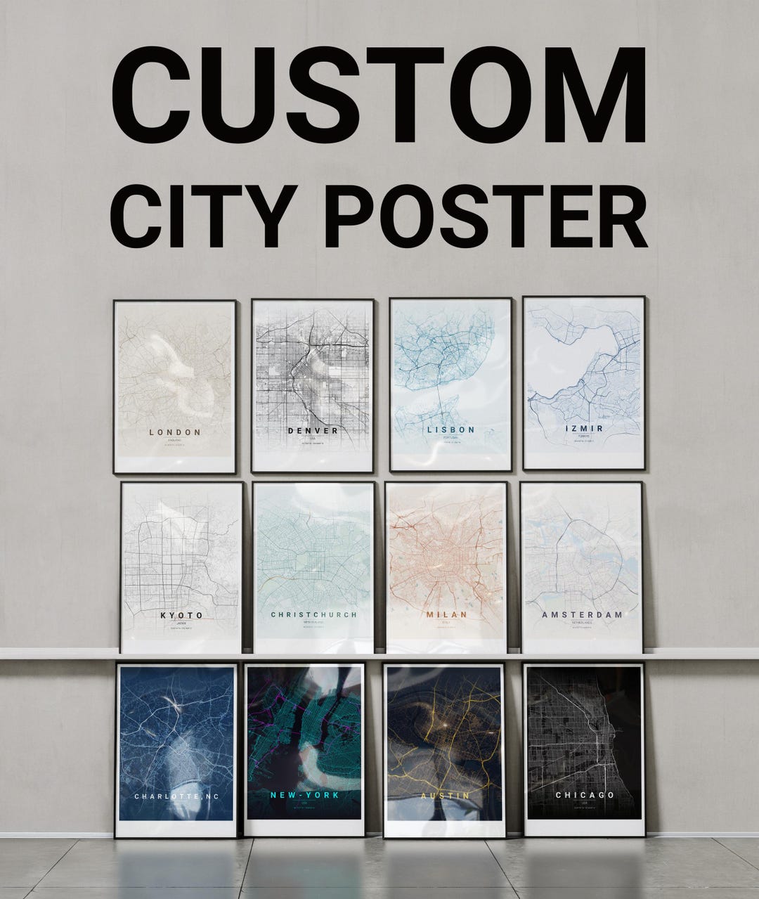 Custom City Posters With Any City on It - Etsy