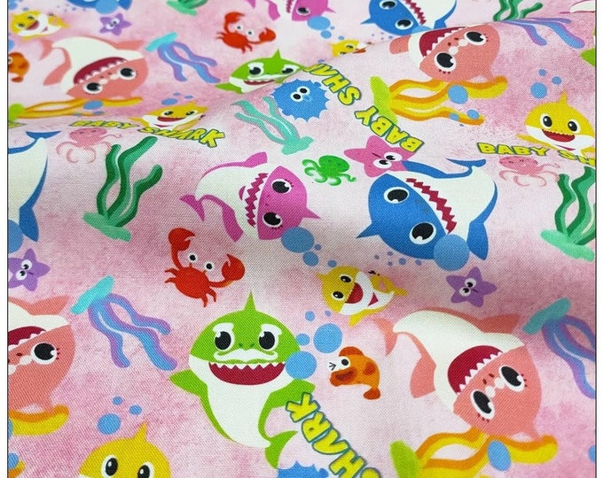 Baby Shark Fabric White Baby Shark Quilting Cotton Baby - Etsy