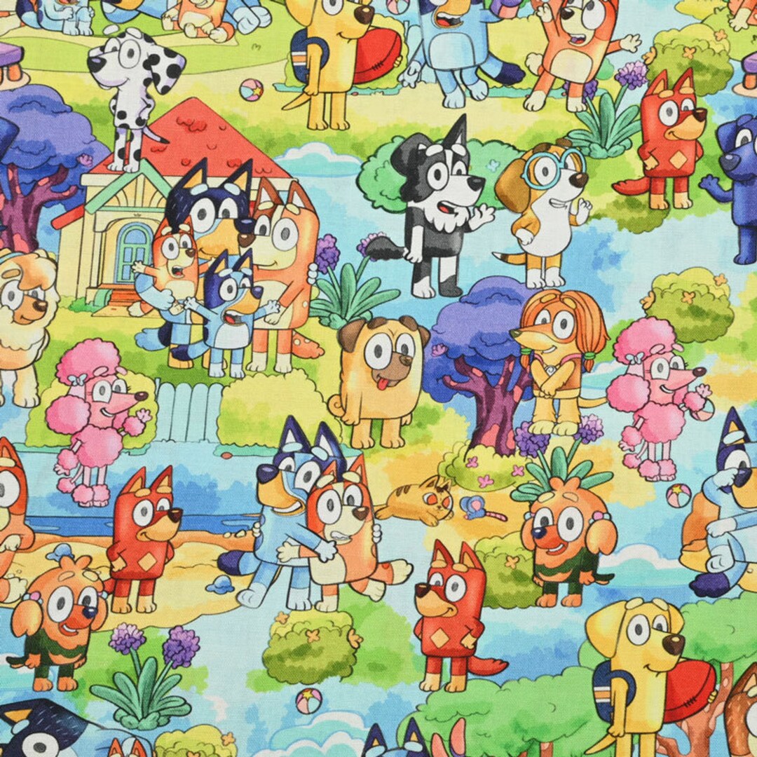 Bluey and Bingo Fabric Blue Dog Fabric 100% Pure Cotton Cartoon Fabric ...