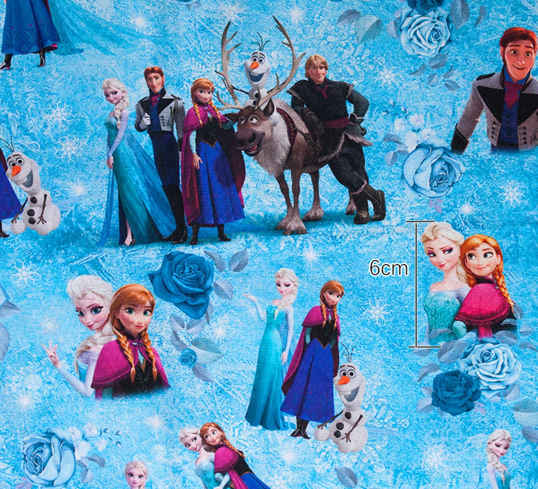 Frozen Disney Princess Fabric Elsa and Anna Fabric Pure Cotton Cartoon ...