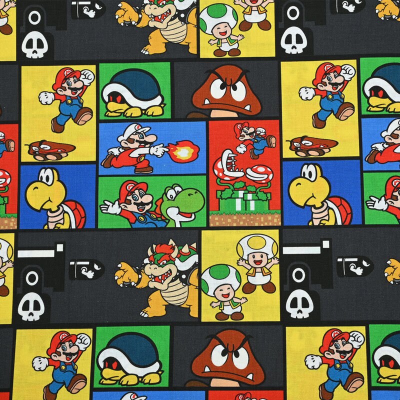 Super Mario Fabric by the Yard - Etsy