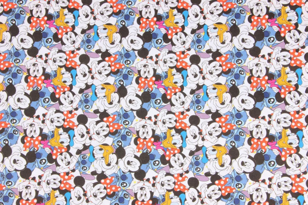 Disney Mickey and Minnie Mouse Fabric Pure Cotton Cartoon Fabric by the ...