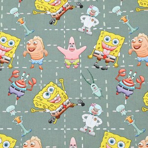 Spongebob Squarepants Fabric Spongebob Patrick Fabric Pure Cotton ...