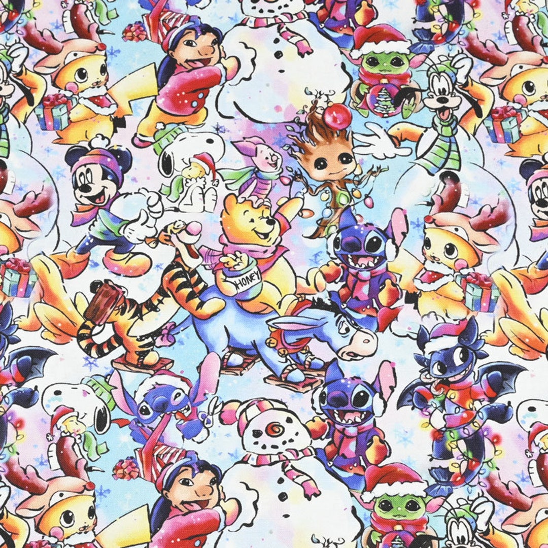 Disney Characters Fabric Classic Cartoon Characters Fabric Pure Cotton ...