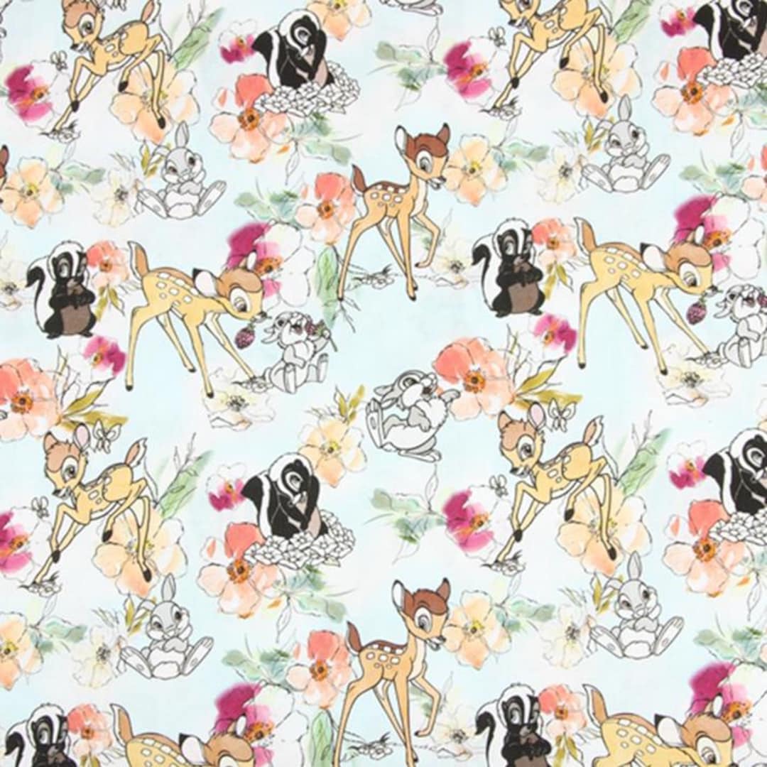 Bambi Fabric Bambi and Friends Fabric Pure Cotton Cartoon Fabric by the ...
