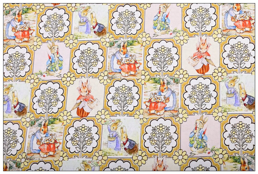 Beatrix Potter Fabric Peter Rabbit Fabric Cute Bunny Fabric Pure Cotton ...