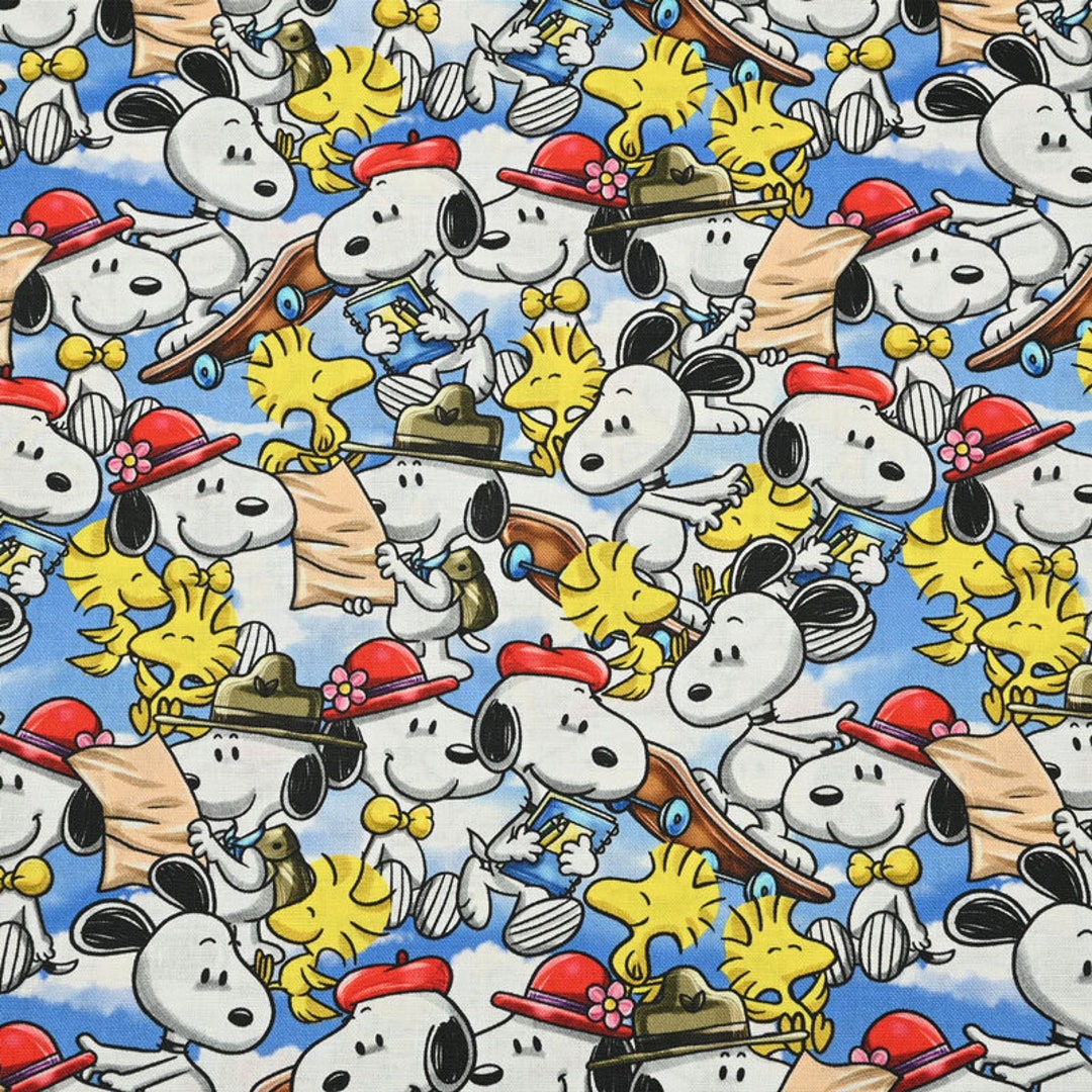 Peanuts Snoopy and Woodstock Fabric Pure Cotton Cartoon Fabric by the ...