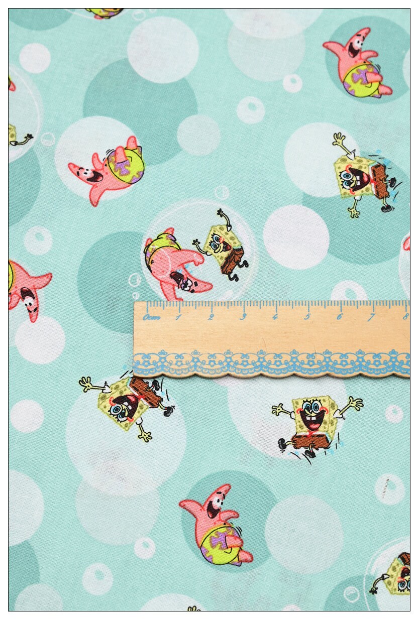 Spongebob Squarepants Fabric Spongebob Patrick Fabric Pure - Etsy Australia