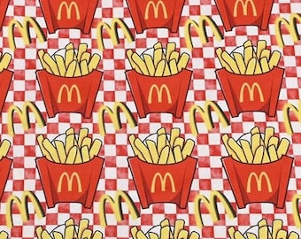 Fast Food Fabric Burger French Fries Fabric Cotton Cartoon Fabric ...