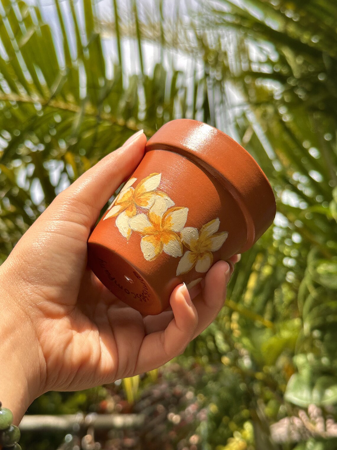 Pua Melia Pot Design Plumeria Pot Hand Painted on Terra Cotta Pot Small ...