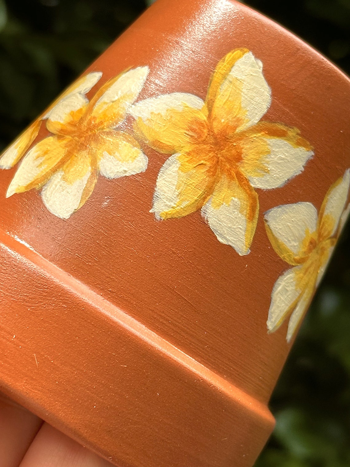 Pua Melia Pot Design Plumeria Pot Hand Painted on Terra Cotta Pot Small ...