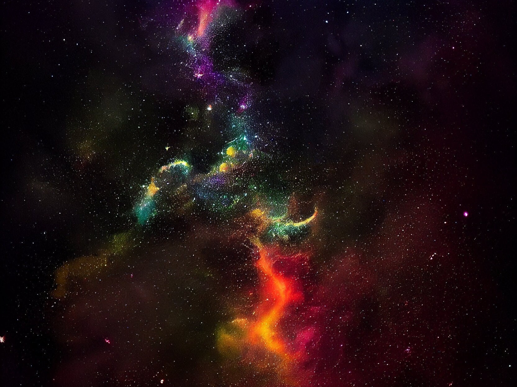 Rainbow Starscape Art digital Download - Etsy