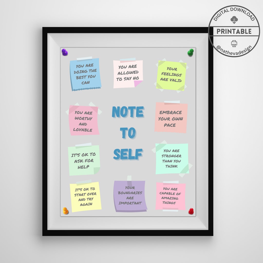 Note to Self Mental Health Poster: Positive Affirmations (digital ...