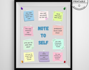 Note to Self Digital Mental Health Poster, Self Love, Self Care ...