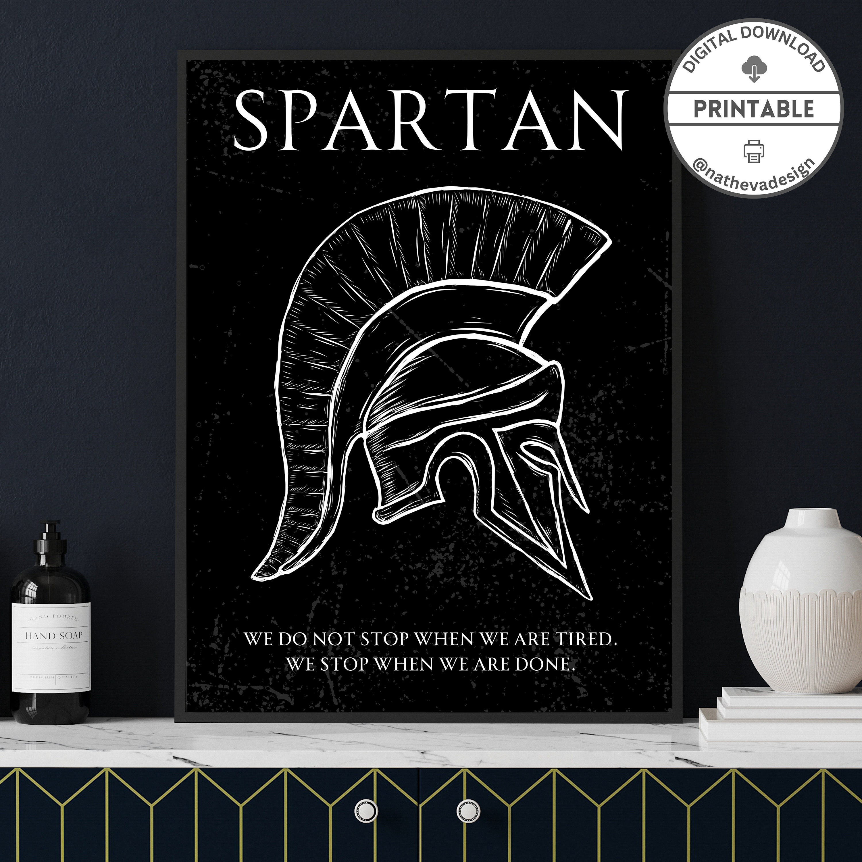 Spartan Warrior Wall Art I Choose Sparta Men Motivational Quote Canvas ...