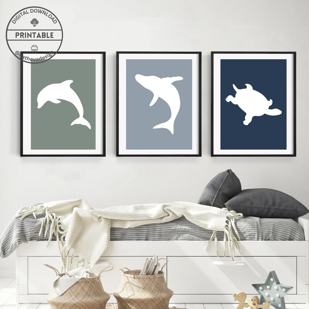 Sea Animals Art Print Toddler Wall Art Nursery Decor Sea Animals Poster ...
