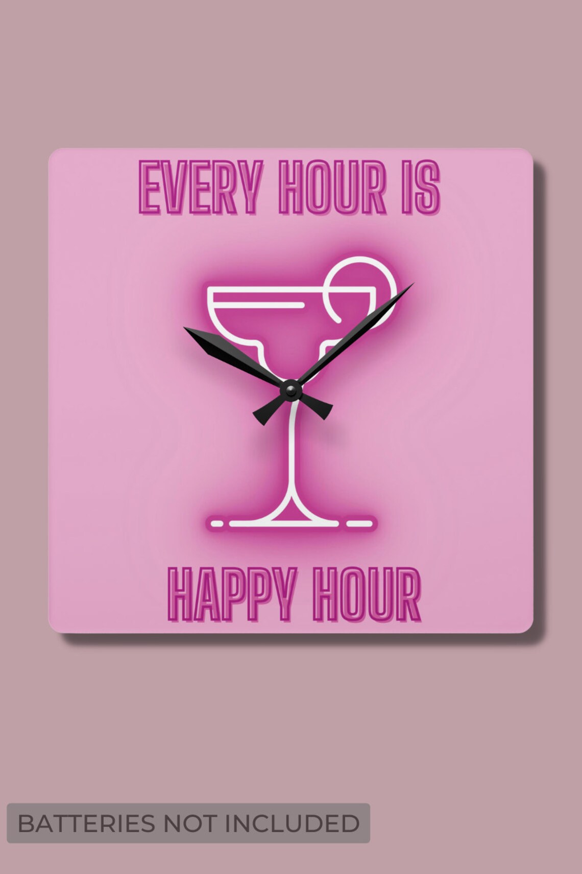 Bar Cart Art Preppy Wall Clock Pink Happy Hour Wall Art Pink Dorm Decor ...