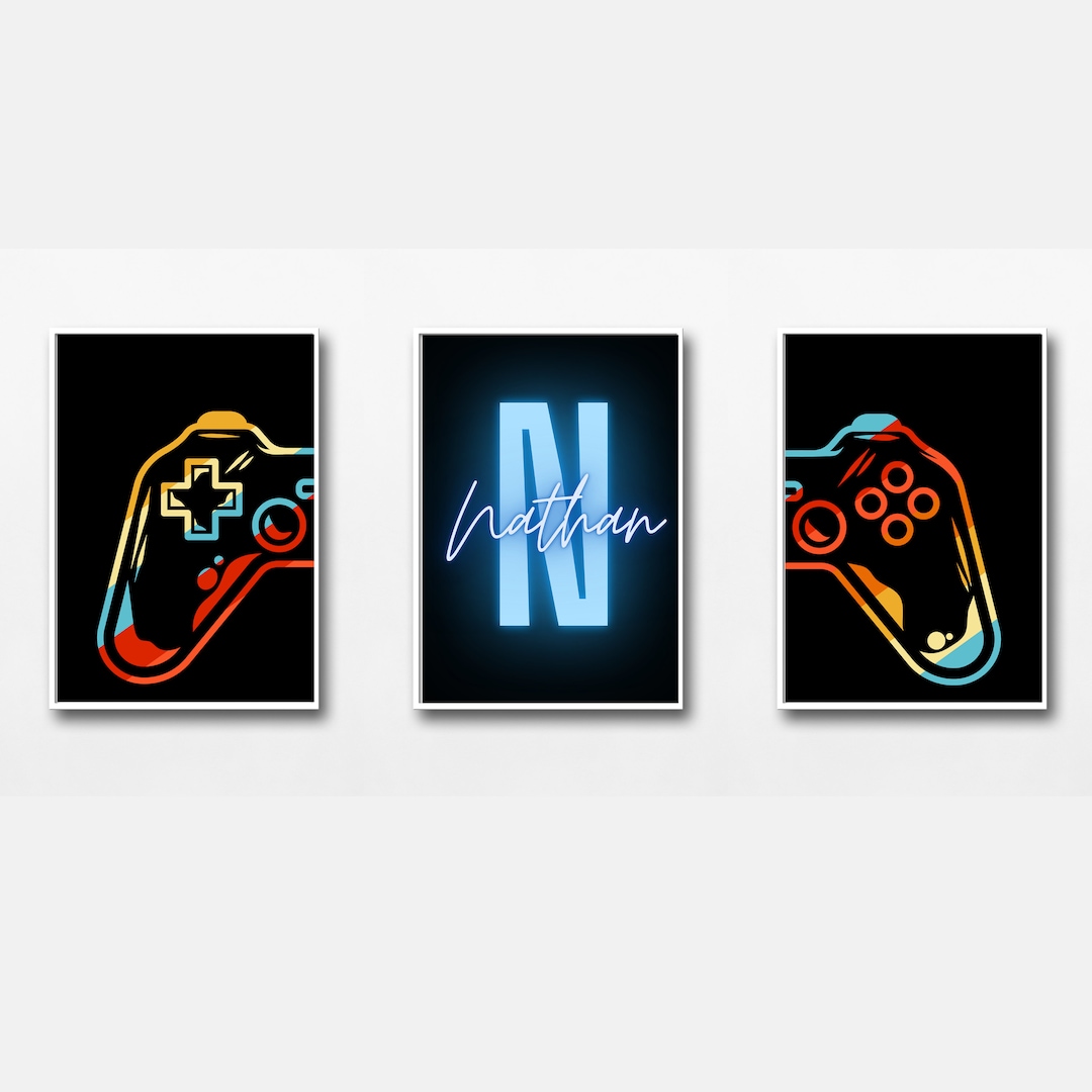 Gaming Poster Set of 3 Digital Download Personalized Gaming Decor Game ...