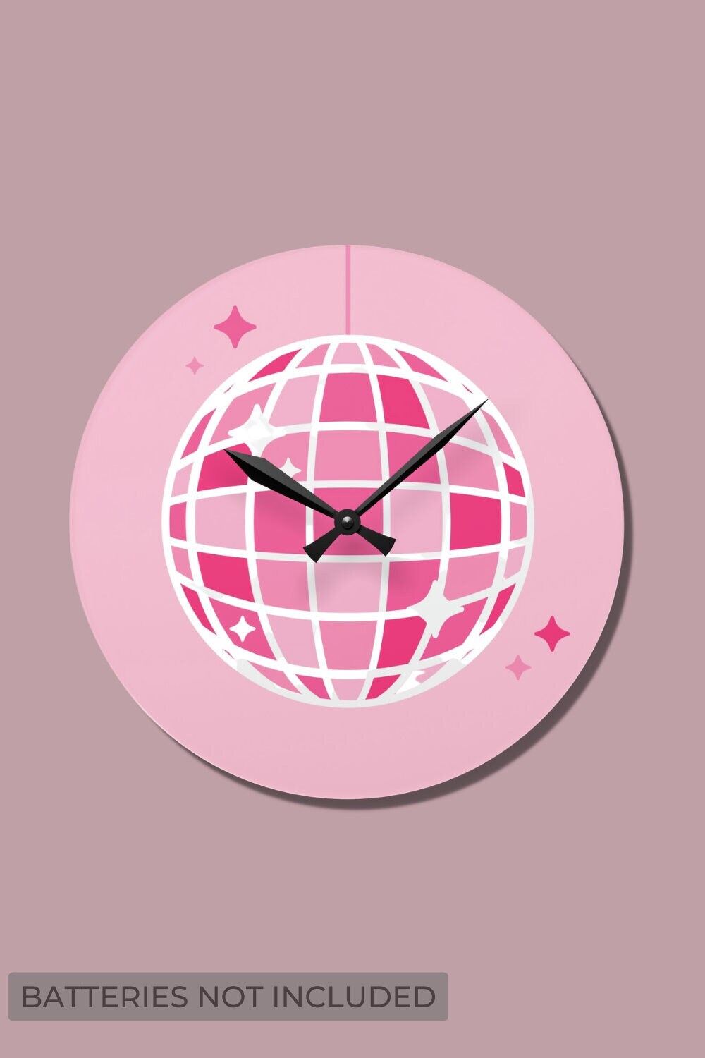 Pink Wall Clock Disco Ball Art 70s Retro Preppy Dorm Decor for Teen ...