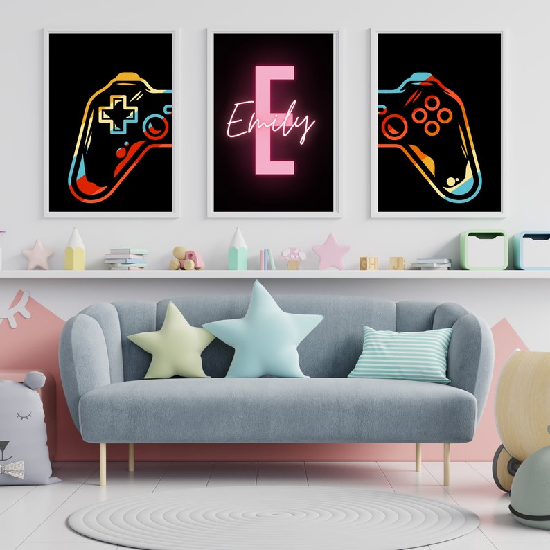 Gaming Poster Set of 3 Digital Download Personalized Gaming Decor Game ...