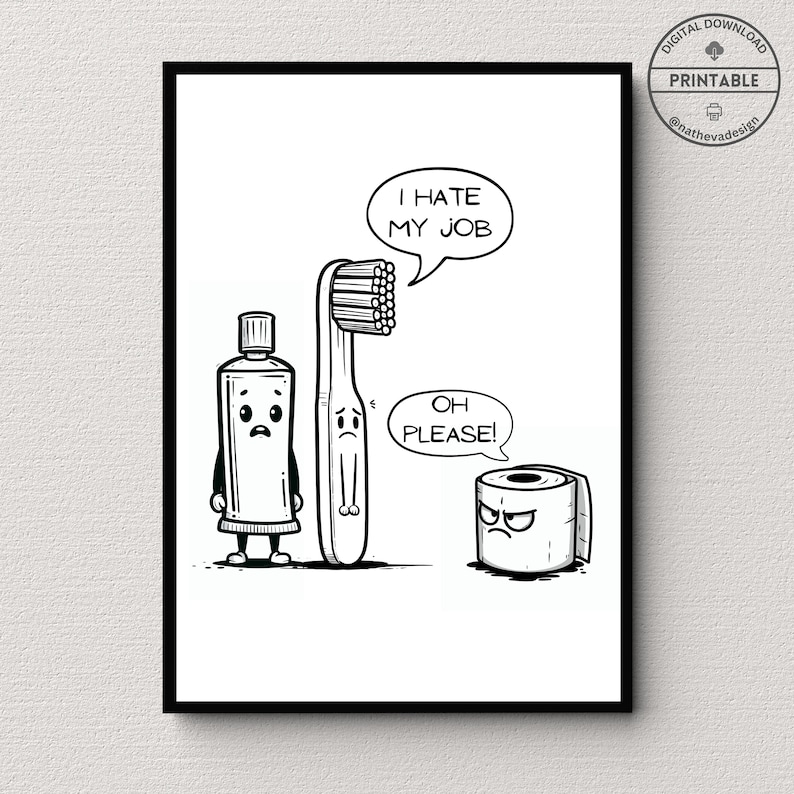 Funny Bathroom Signs Funny Wall Art Minimal Bathroom Humor Etsy Canada