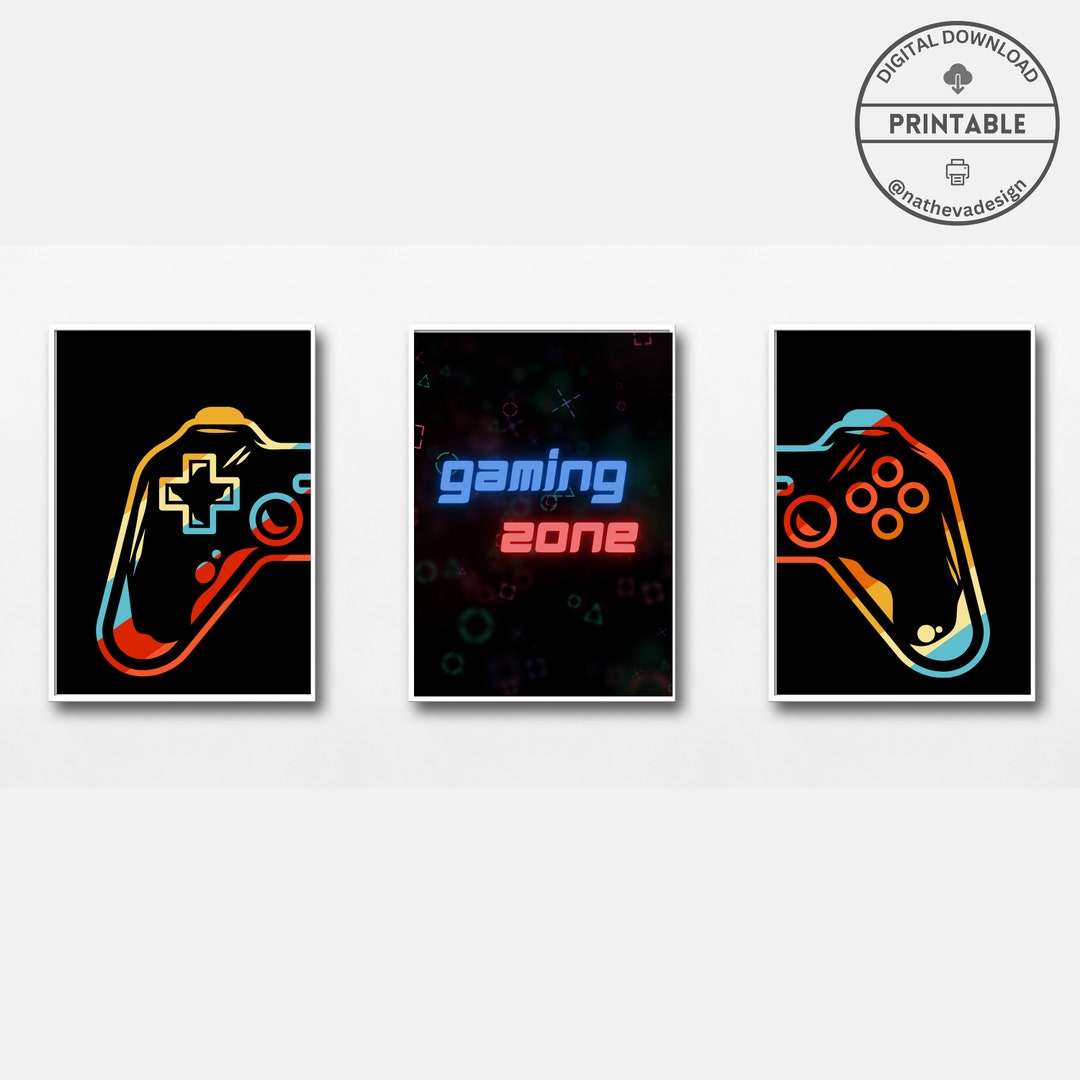 Gaming Poster Set of 3 Digital Download Gaming Decor Game Wall Decor ...