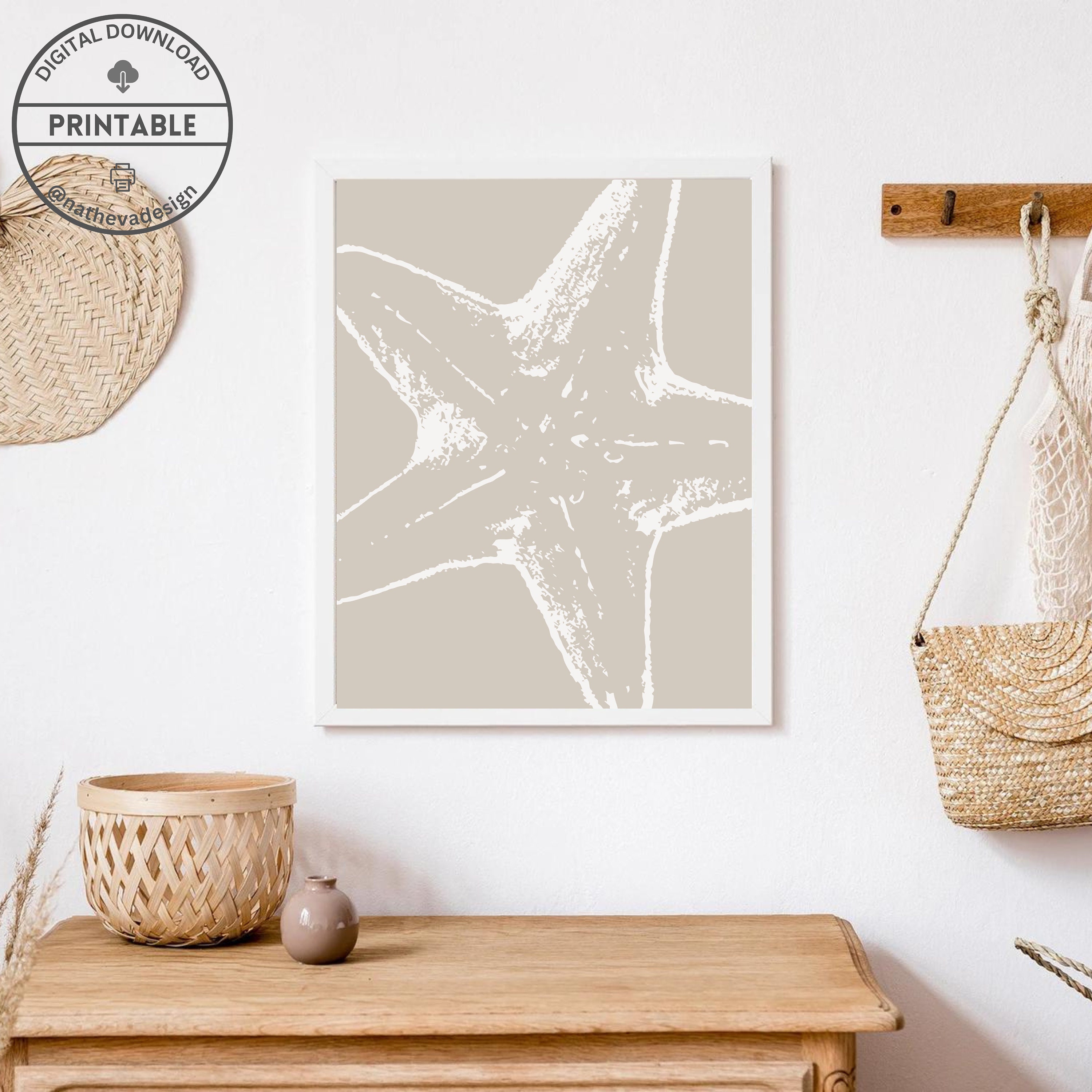 Boho Beach Wall Art Set of 9 Prints Coastal Wall Decor Sea Shell Art ...