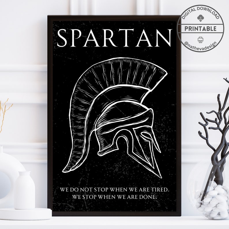 Spartan Warrior Wall Art I Choose Sparta Men Motivational Quote Canvas ...
